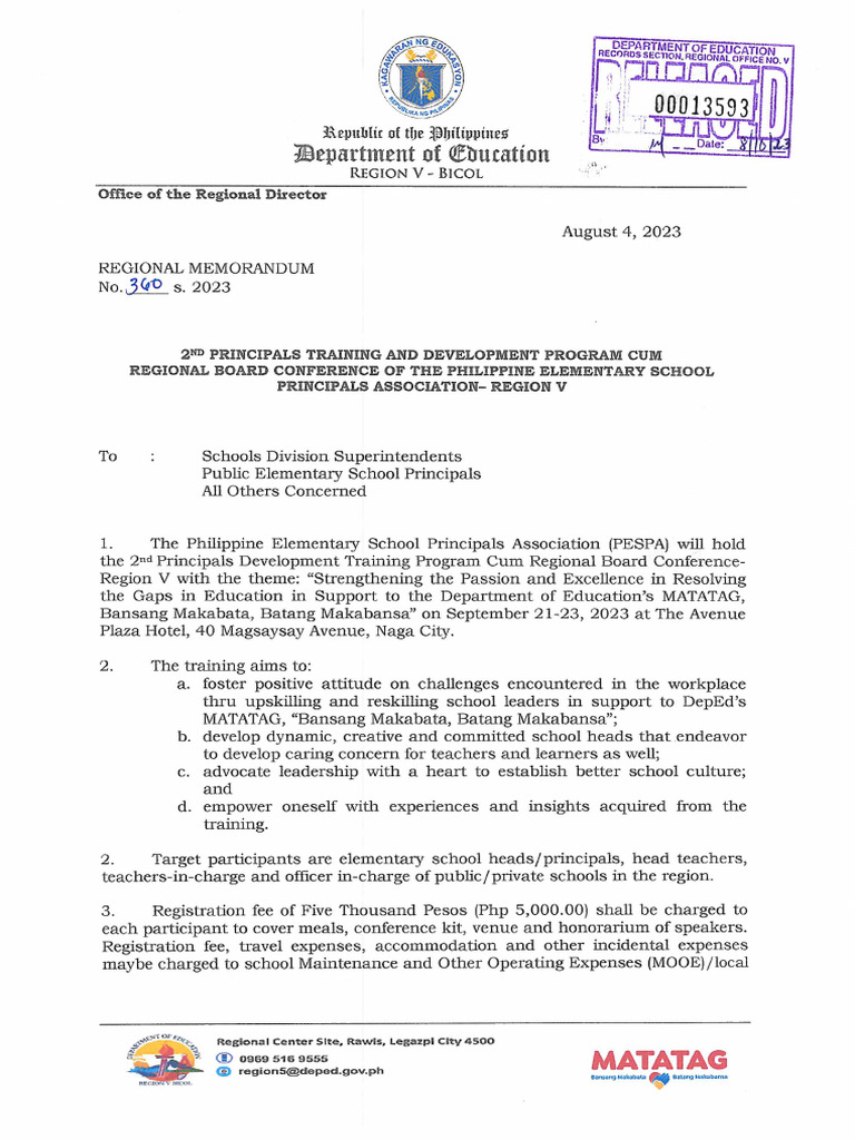 RM - 360 S - 2023 2nd Principals Training and Development Program Cum ...