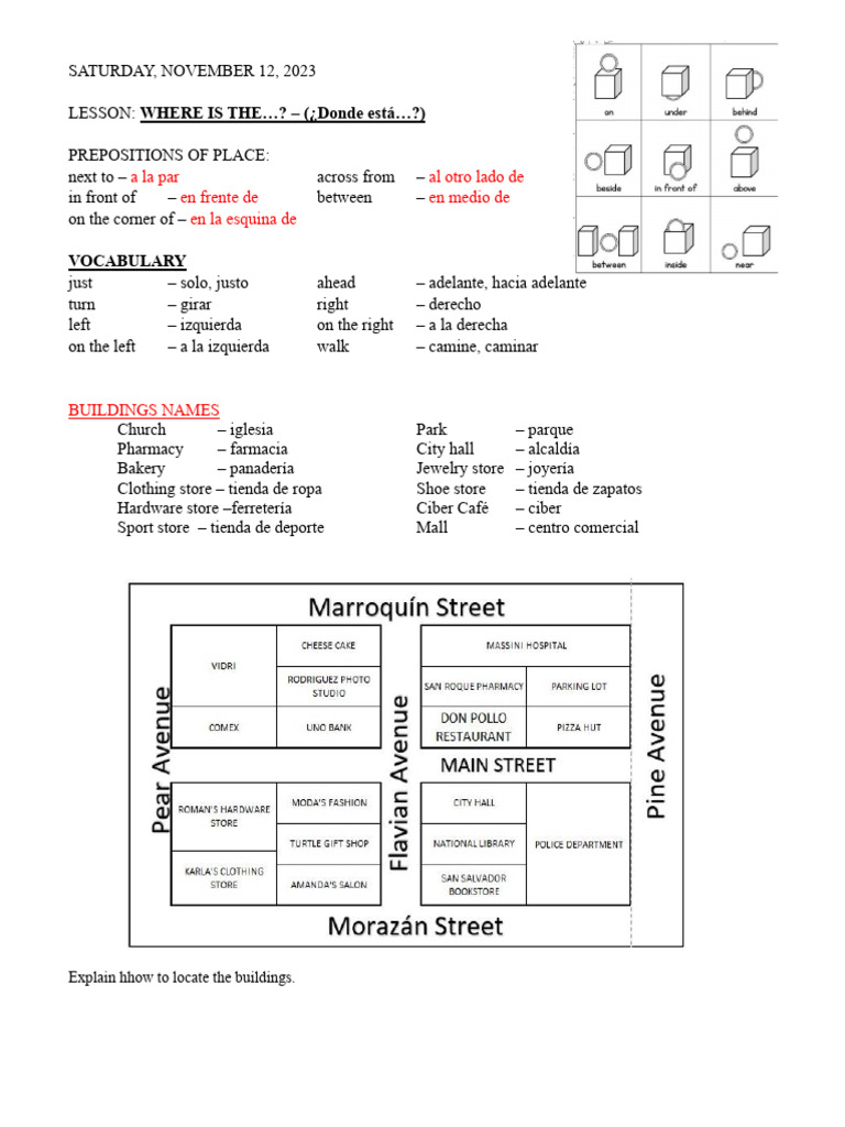 Prepositions of Place in City Mapping | PDF