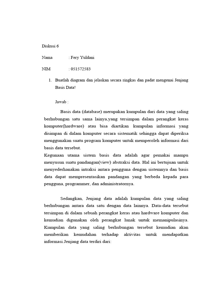Jenjang dan Organisasi Basis Data | PDF