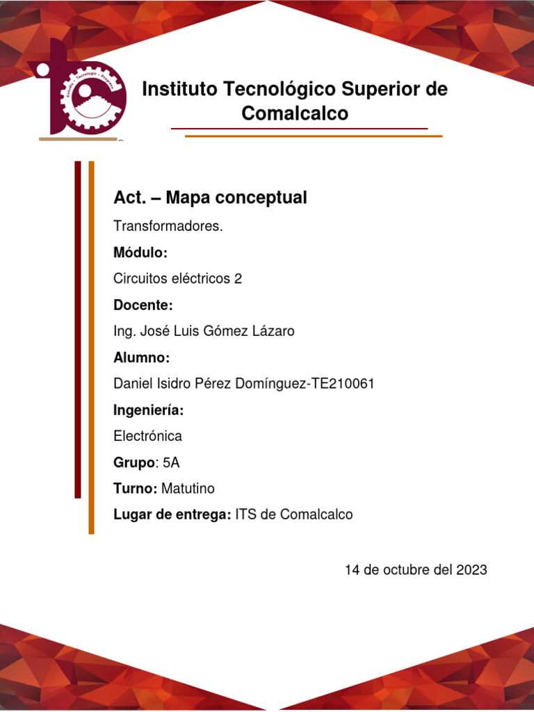 Tema 3. - Act. - Mapa Conceptual - Daniel Isidro Pérez Domínguez | PDF | Transformador ...