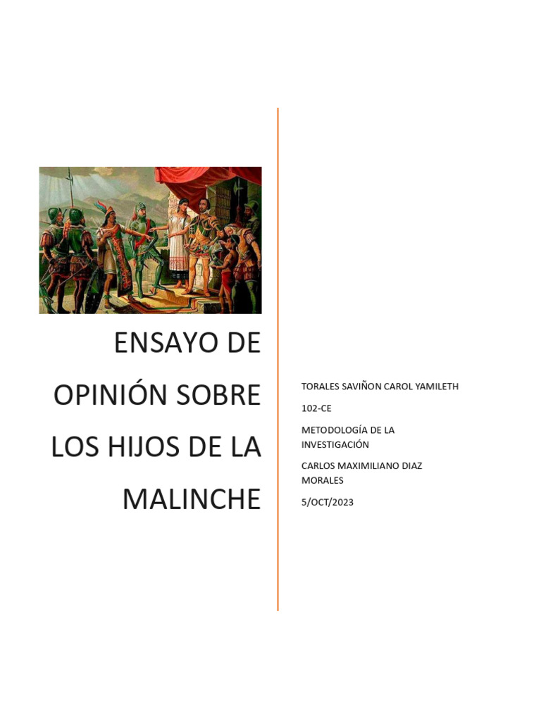 Ensayo de Opinión Sobre Los Hijos de La Malinche | PDF | México | Ensayos