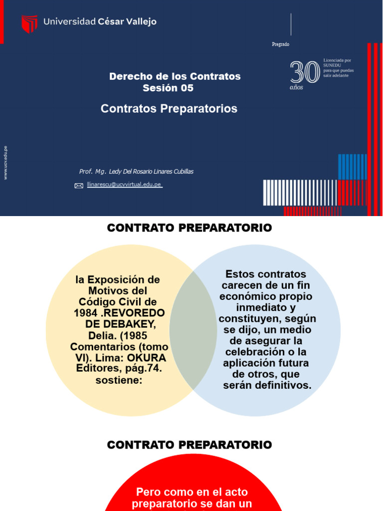 Contratos Preparatorios: Derecho de Los Contratos Sesión 05 | PDF | Ley común | Ley de obligaciones