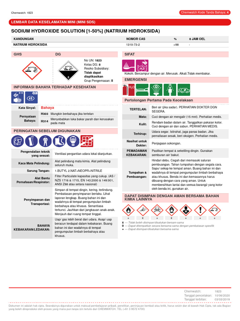 Mini SDS - Caustic Soda - Bhs | PDF