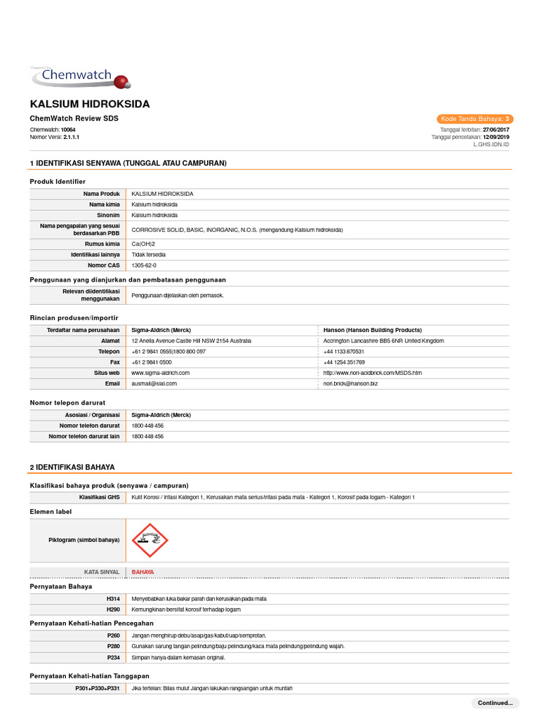 Lime SDS | PDF