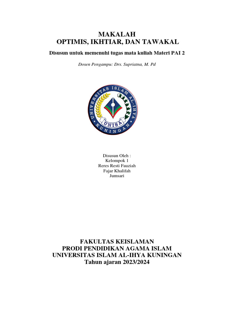 Makalah Kel. 1 Materi PAI 2 | PDF