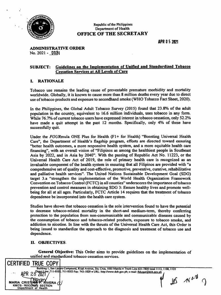 Tobacco Cessation Guidelines Philippines | PDF | Smoking Cessation ...
