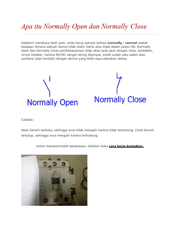 Pengertian Normally Open dan Close | PDF