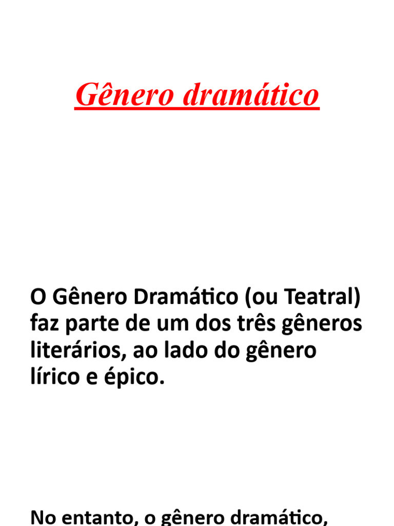 Gênero Dramático: Textos para Cena | PDF