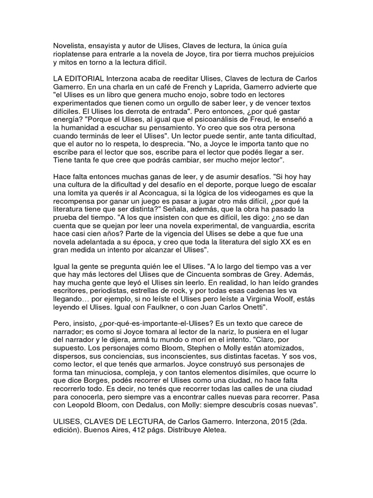 Ulises - Claves de Lectura | Descargar gratis PDF | Ulises (novela ...