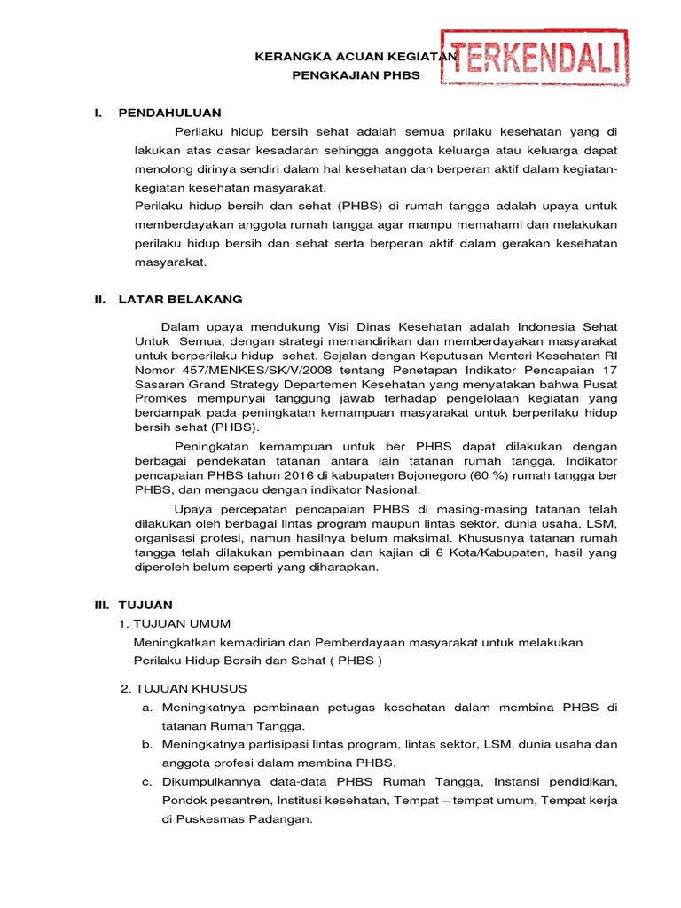 Kak Pengkajian PHBS Promkes | PDF