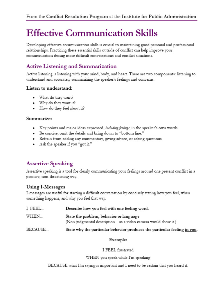 Effective Communication Skills | PDF | Communication | Behavioural Sciences Effective Communication Skills | PDF | Communication | Behavioural Sciences