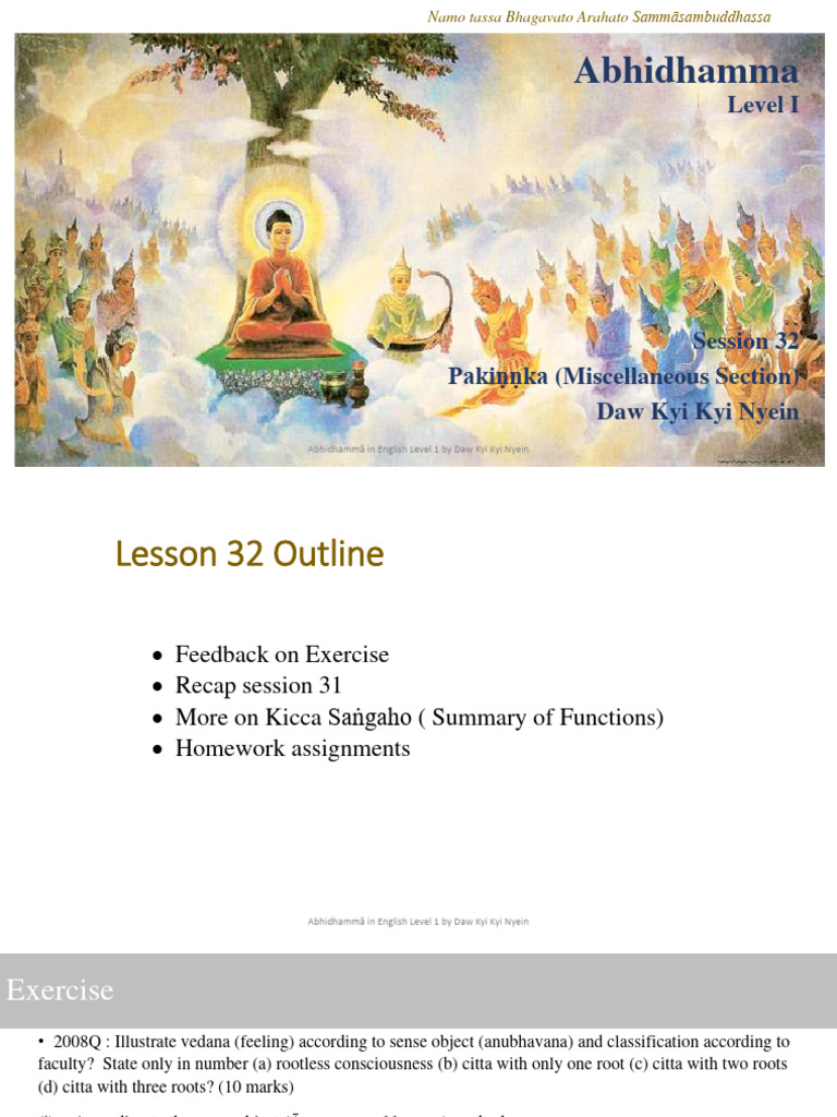 Abhidhamma - Lesson 32 - Pakinnaka - Kicca Detail-Edited | PDF | Āstika | Nāstika