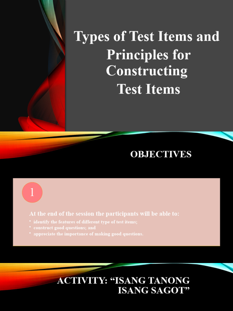 Types of Test Item and Principles For Constructing Test Items | PDF ...