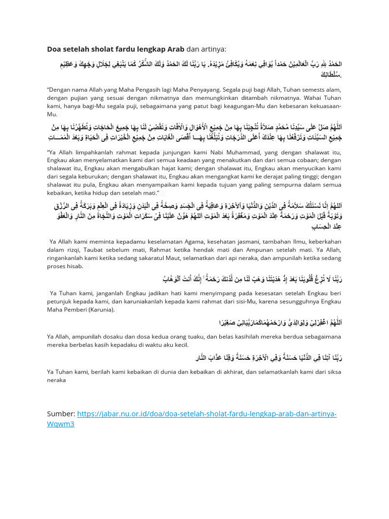 Doa Setelah Sholat Fardu Lengkap Arab | PDF