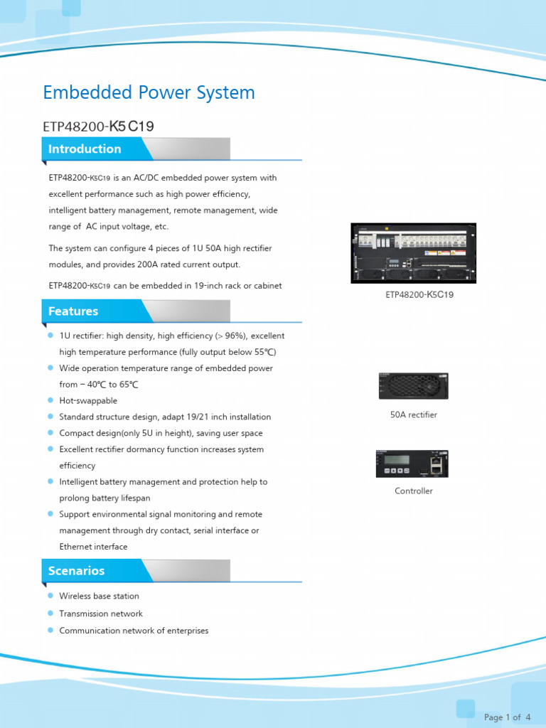 ETP48200 K5C19 Embedded Power System Datasheet | Download Free PDF | Rectifier | Alternating Current