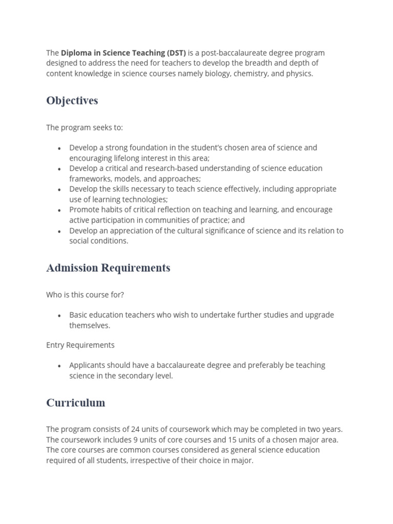 Diploma in Science Teaching | PDF | Science Education | Science