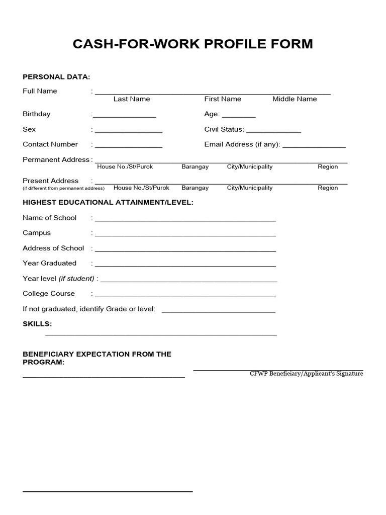 CFWP Profile Form | PDF
