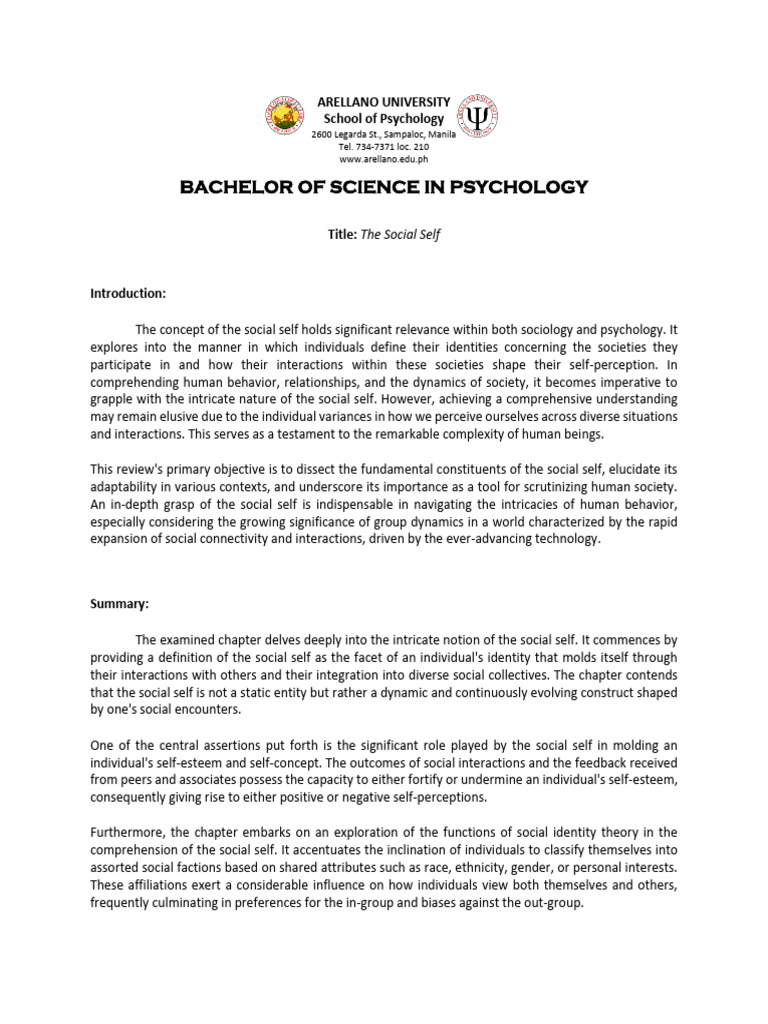 Soc Psych | PDF | Identity (Social Science) | Self Concept