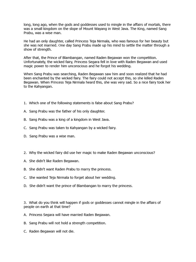 Bank Soal Narrative Text | PDF | Cinderella | Peter Rabbit