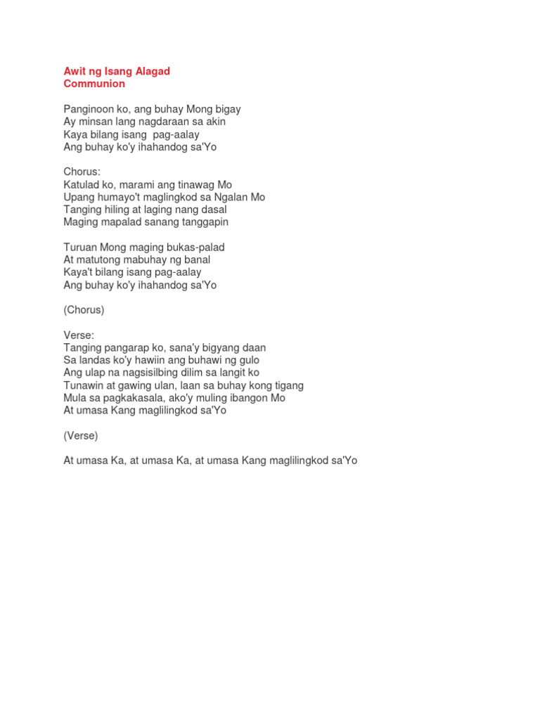 Awit NG Isang Alagad - Lyr | PDF