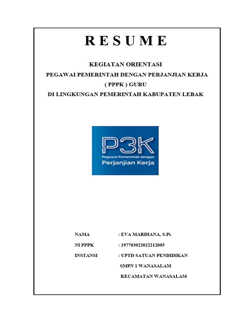 Resume Orientasi PPPK | PDF