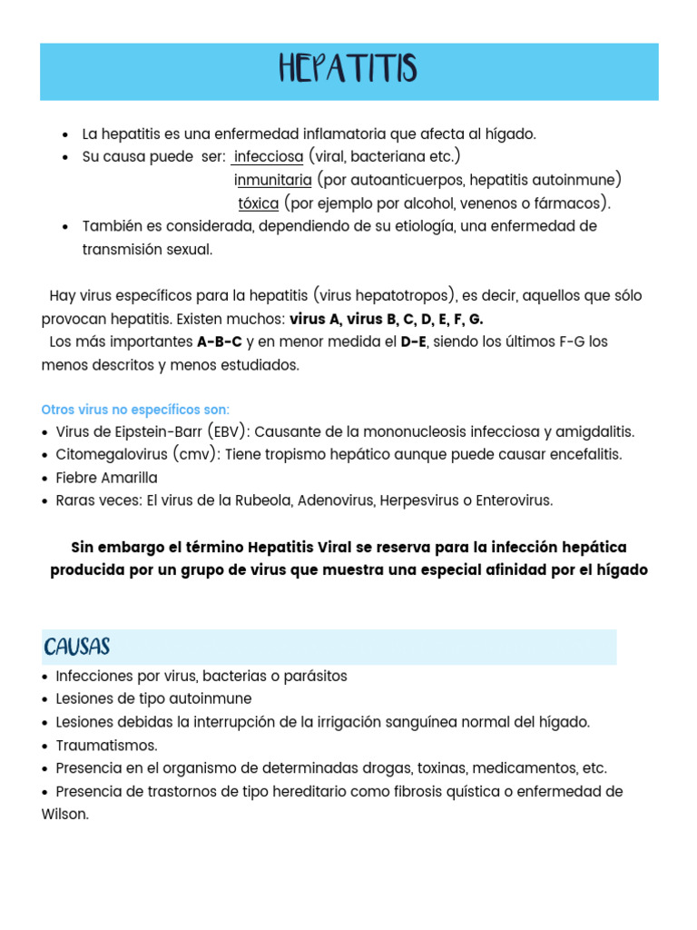 Causas y Tipos de Hepatitis Viral | PDF | Hepatitis | Hepatitis B