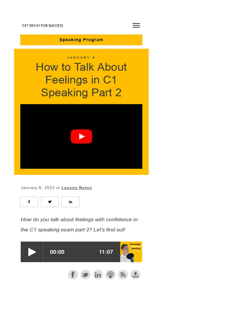 How To Talk About Feelings in C1 Speaking Part 2 - Get Ready For ...
