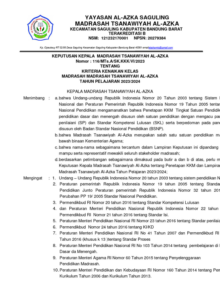 SK Kenaikan Kelas | PDF