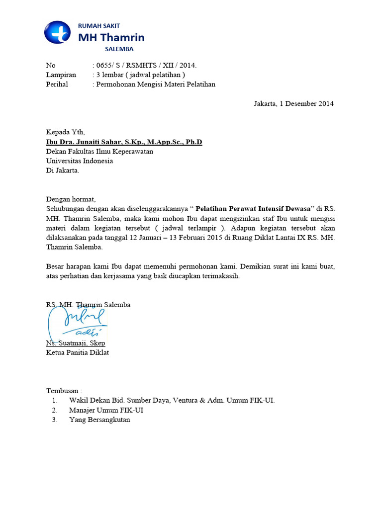 Surat Untuk Dekan Fik Ui 2014 | PDF