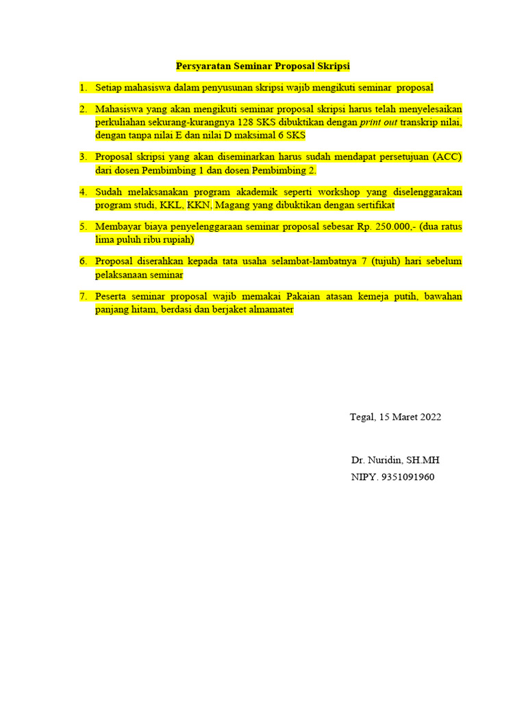 Draft Persyaratan Ujian Proposal Ok | PDF