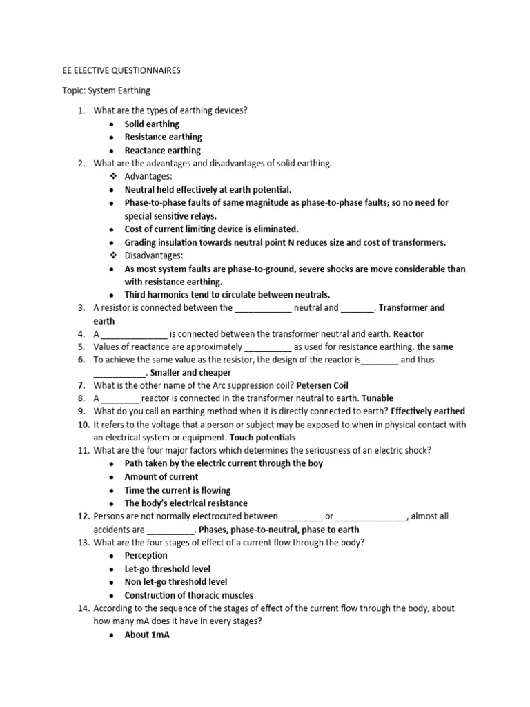 Ee Elective Questionnaires | PDF | Transformer | Power Engineering