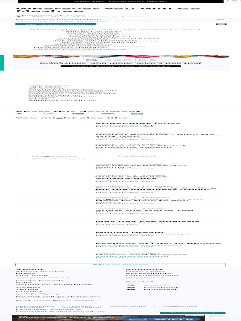 Wherever You Will Go Mashup PDF | PDF | Scribd | Electronic Publishing