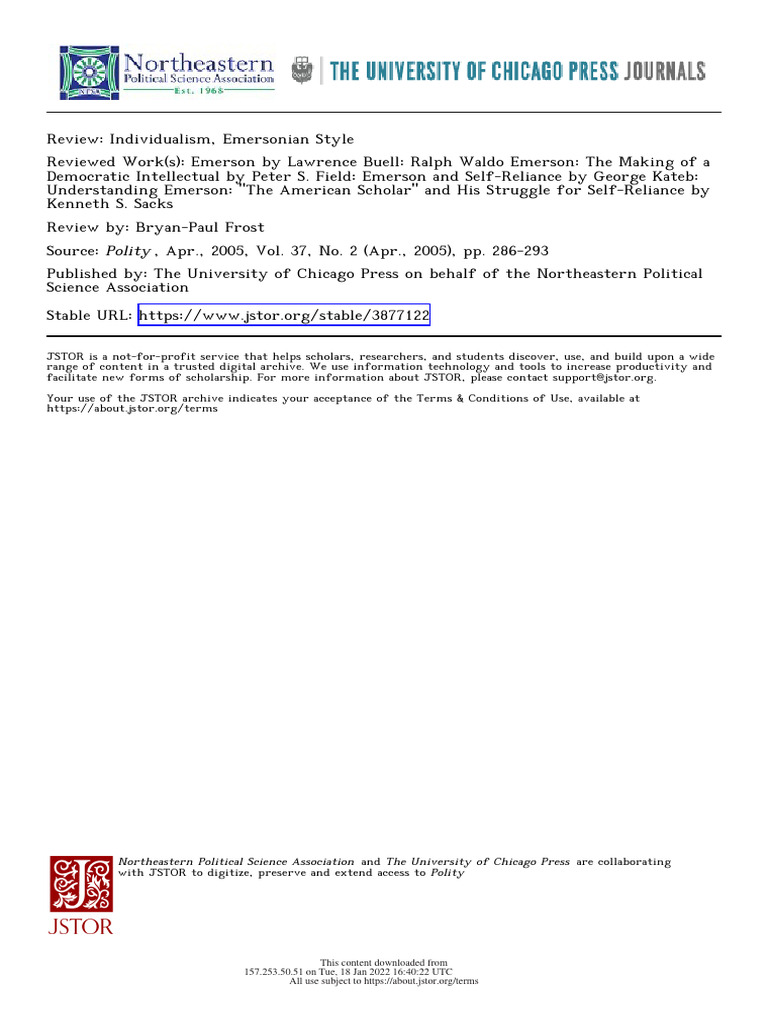 Emerson's Legacy of Individualism | PDF | Ralph Waldo Emerson ...