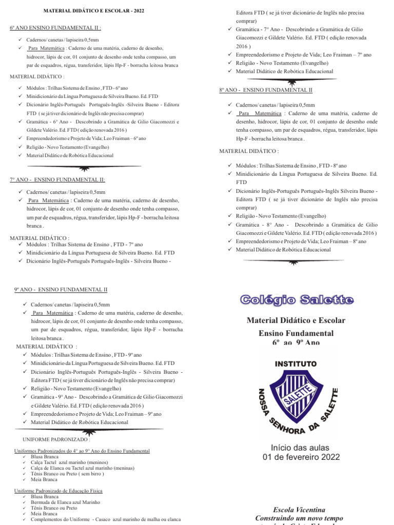 Lista de Mat 6º Ao 9º Ano | PDF