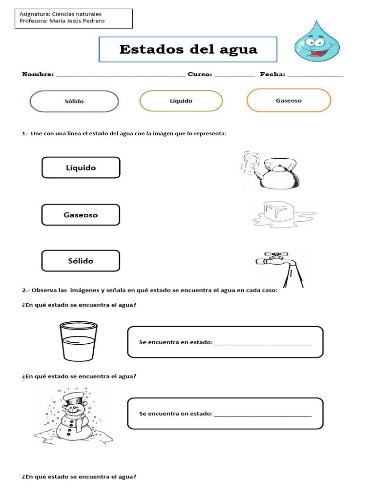 Guía Estados Del Agua 2° Basico | PDF