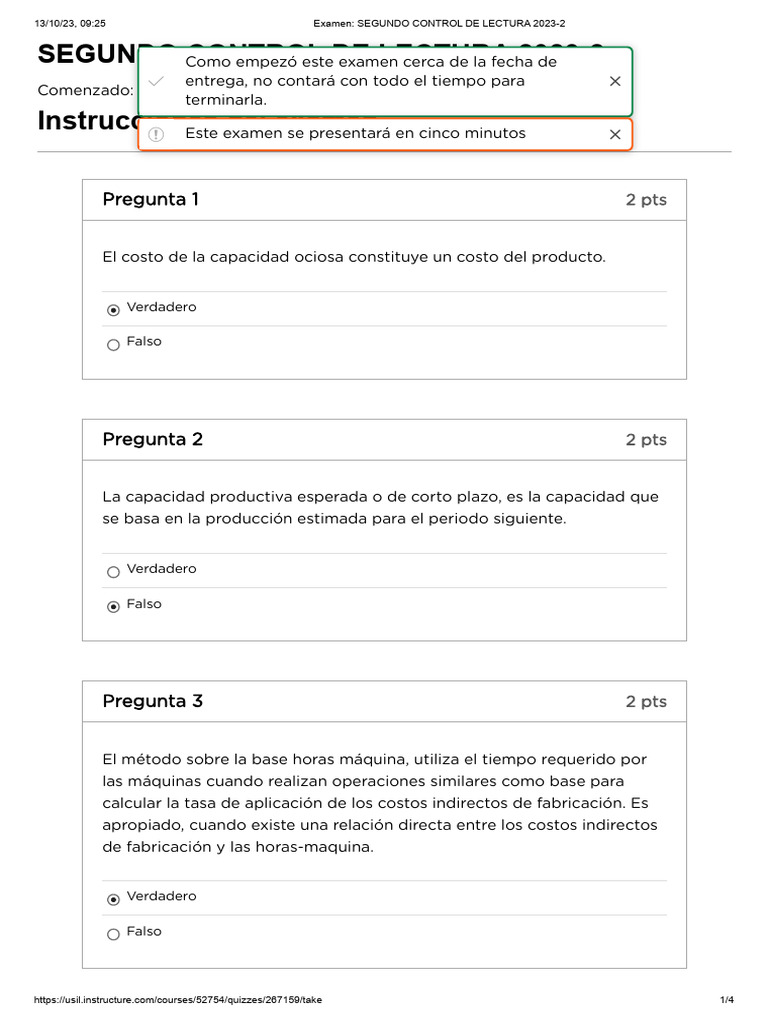 Examen - SEGUNDO CONTROL DE LECTURA 2023-2 | PDF | Economias