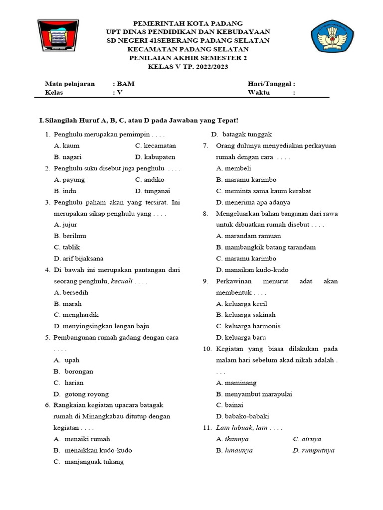 SOAL BAM REVISI OKE | PDF