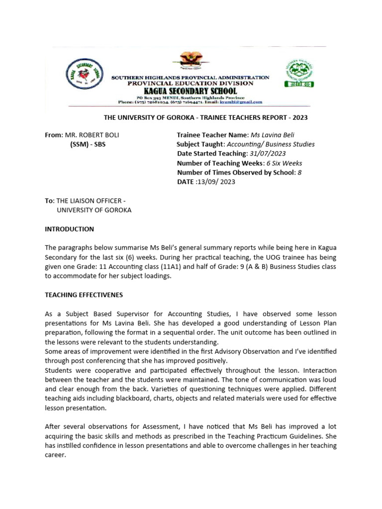 Teacher Training Report | PDF | Teachers | Learning