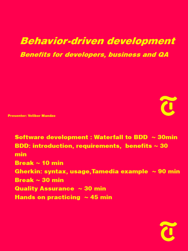Presentation Bdd Pdf Software Testing Software Industry