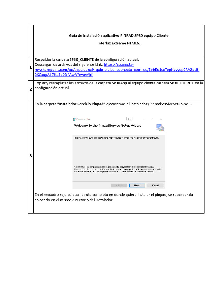Guian Instalación Servicio Pinpad Sp30 | PDF | Archivo de computadora ...
