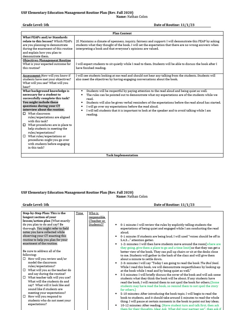 CT Observation Lesson Plan Draft 1 | PDF | Cognitive Science | Learning