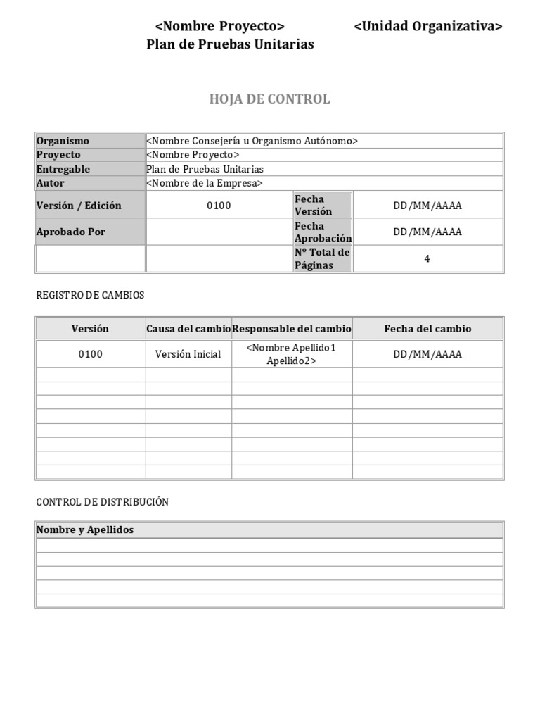 Formato Pruebas Unitarias | PDF