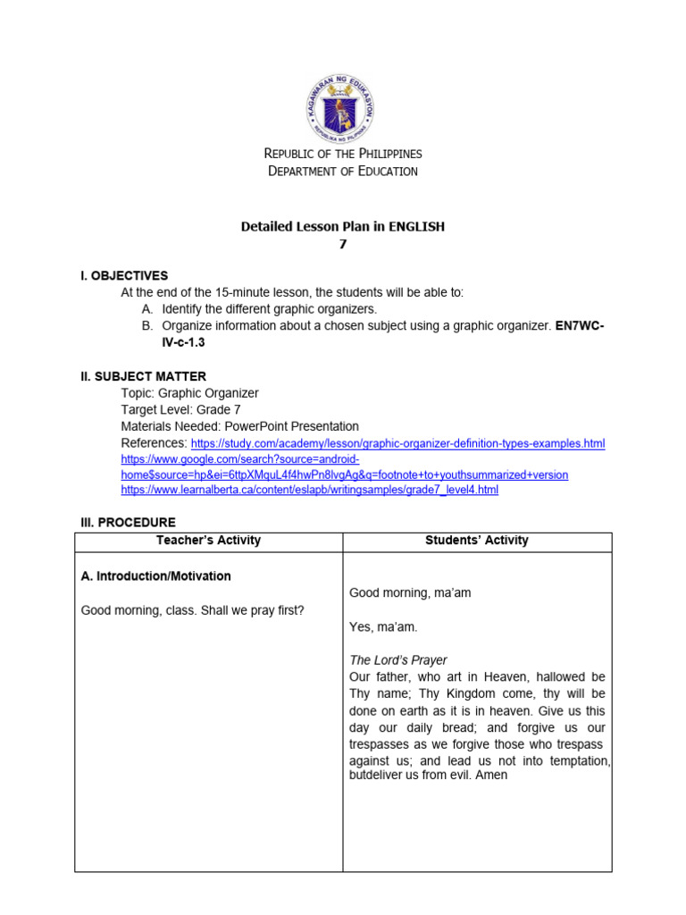Graphic Organizer | PDF | Lord's Prayer | Concept