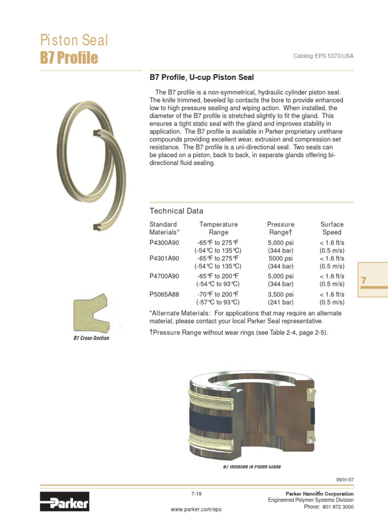 Piston Seal B7 Profile PARKER | PDF | Piston | Engines