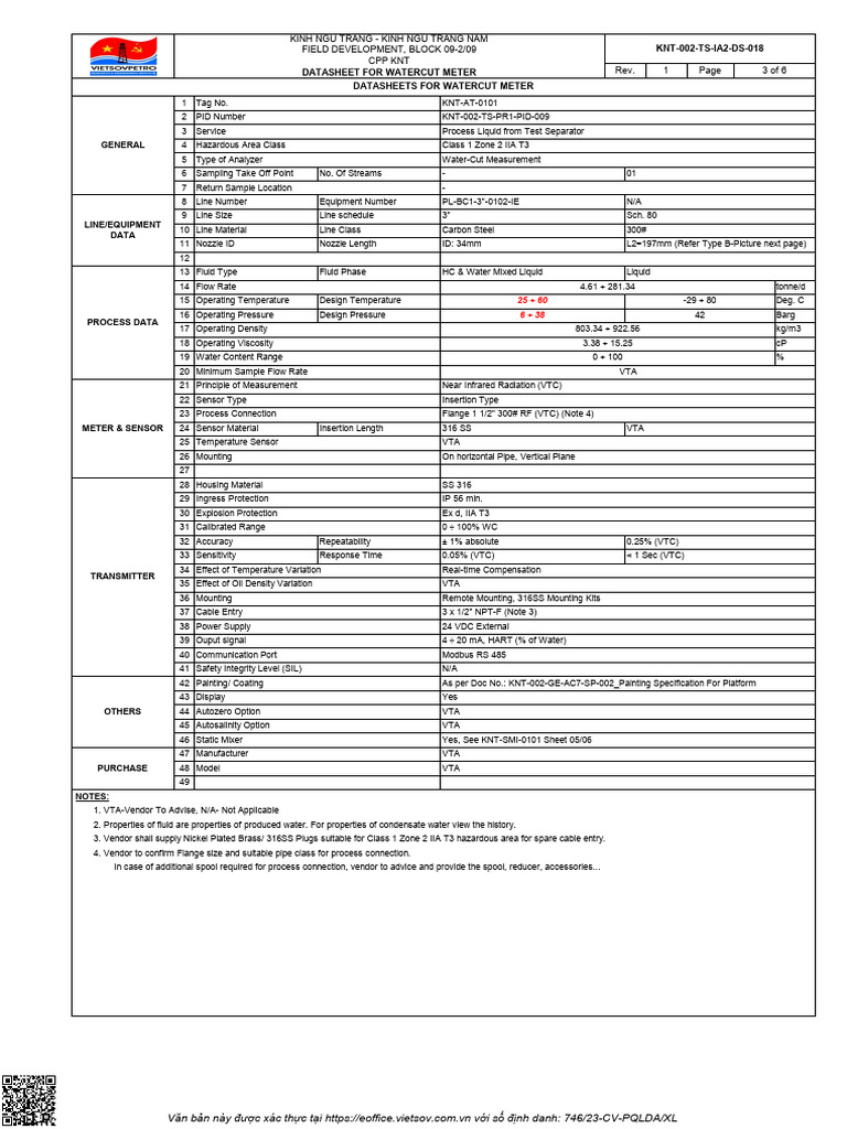 KNT-002-TS-IA2-DS-018 - 1 - DATASHEET FOR WATERCUT METER-trang-3-6 | PDF | Flow Measurement ...