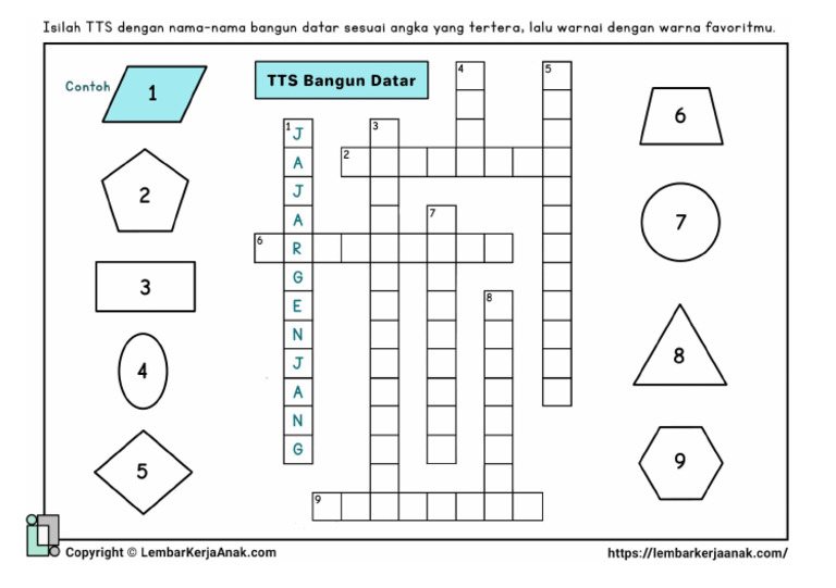 Mengenal Bangun Datar - Teka Teki Silang | PDF