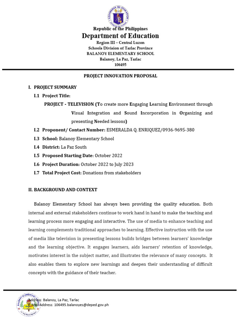 Project Television | PDF | Teachers | Learning