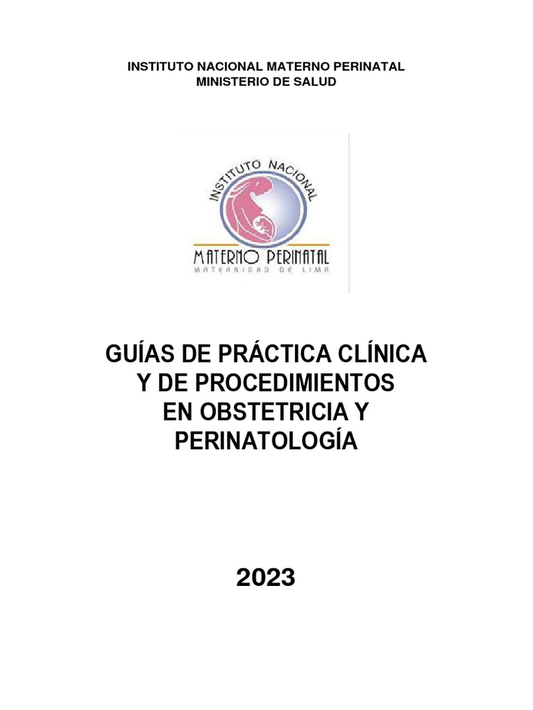 Guías de Práctica Clínica y de Procedimientos en Obstetricia y Perinatología 2023 | Descargar ...