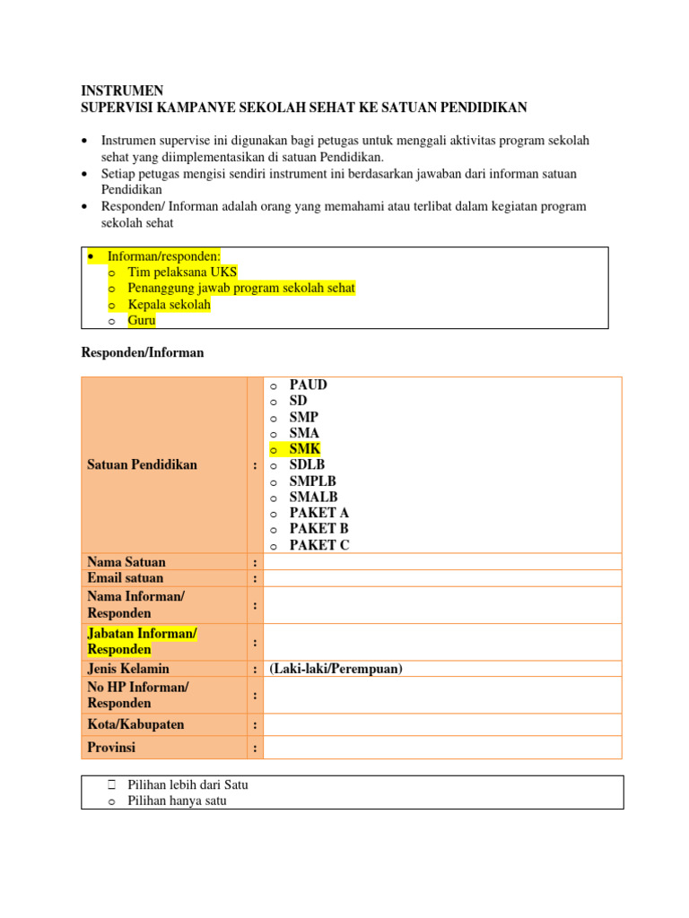 Instrumen Supervisi KSS Satuan Pendidikan | PDF