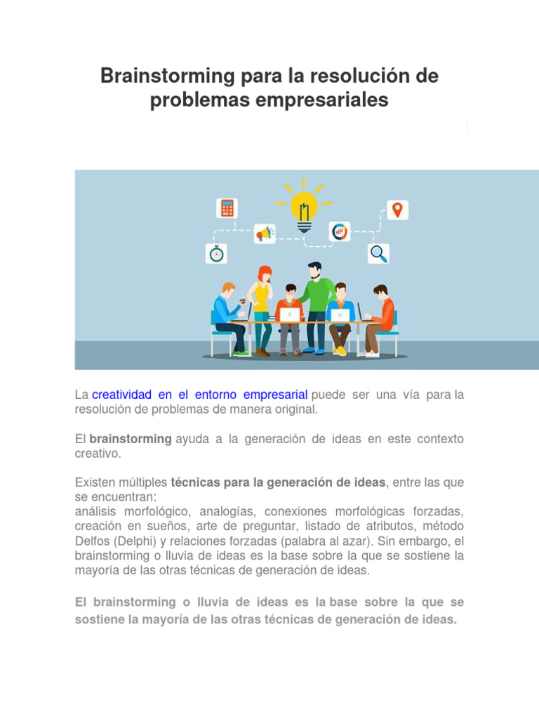 Brainstorming para la resolución de problemas empresariales | PDF ...